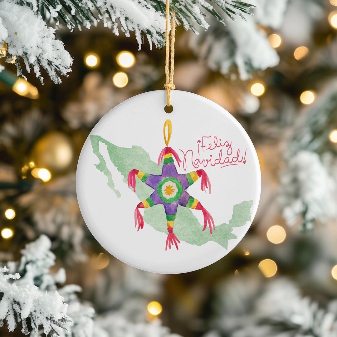 Feliz Navidad Piñata Ceramic Ornament | Mexico Christmas Tree ...