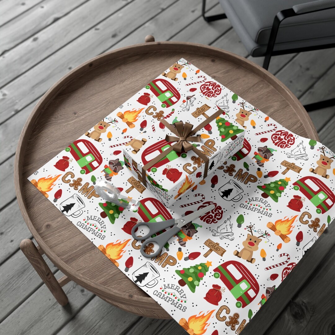 Merry Campmas Christmas Wrapping Paper Roll, Holiday Camper Gift Wrap ...
