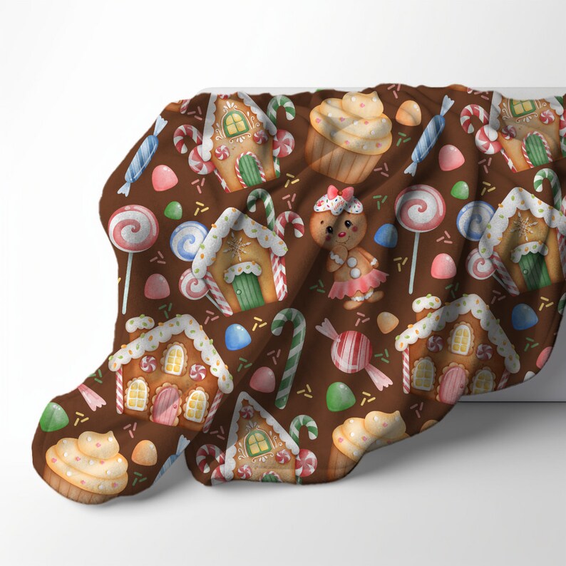 Gingerbread Christmas Pink Velveteen Plush Throw Blanket, Winter ...
