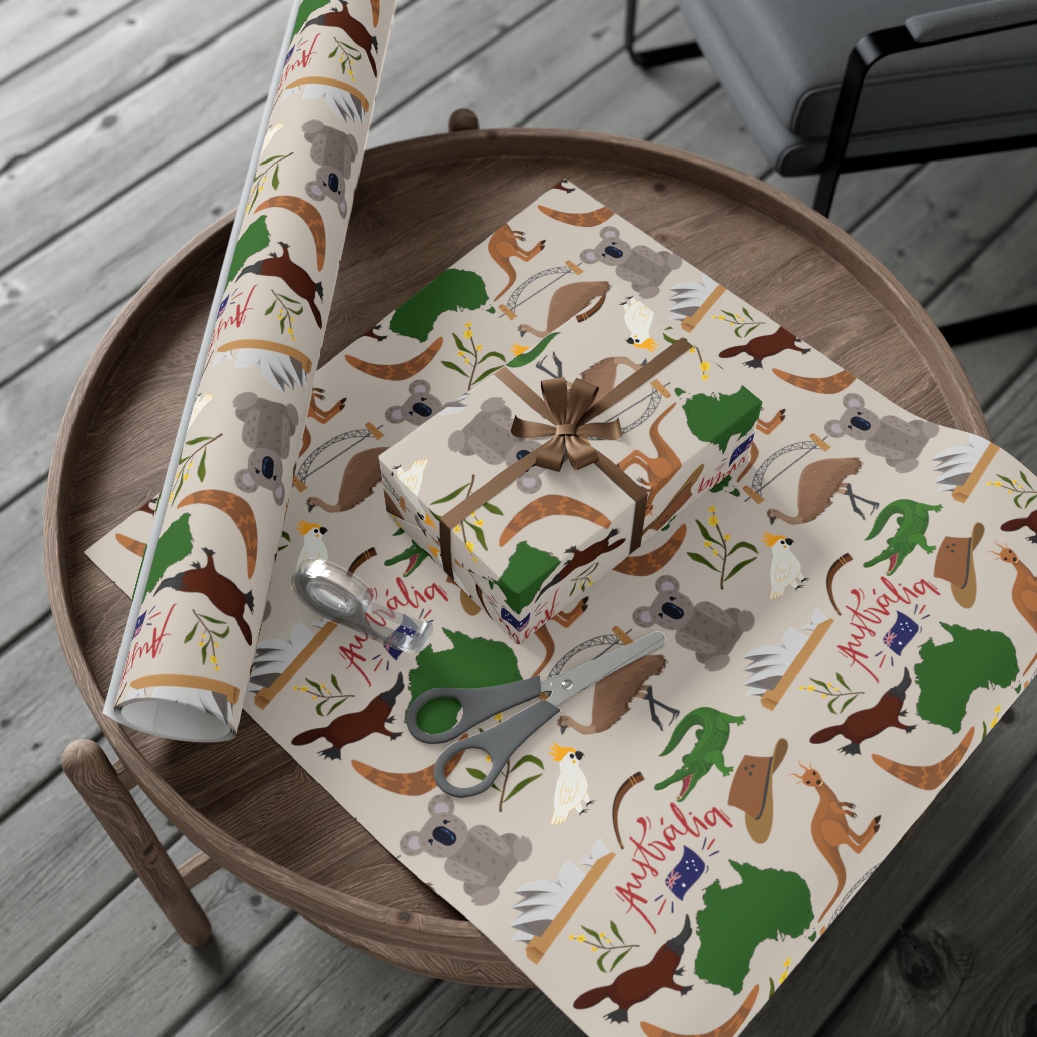 Australia Animal Wrapping Paper Roll and Sheets, Koala Birthday Party ...