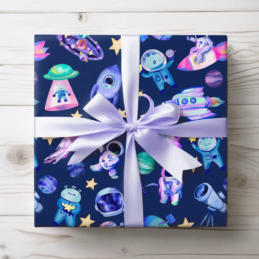 Space Wrapping Paper Roll and Sheets, Galactic Party Supplies and Decor ...