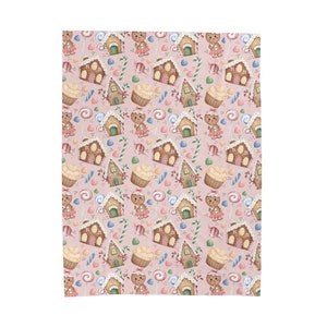 Gingerbread Christmas Pink Velveteen Plush Throw Blanket, Winter ...