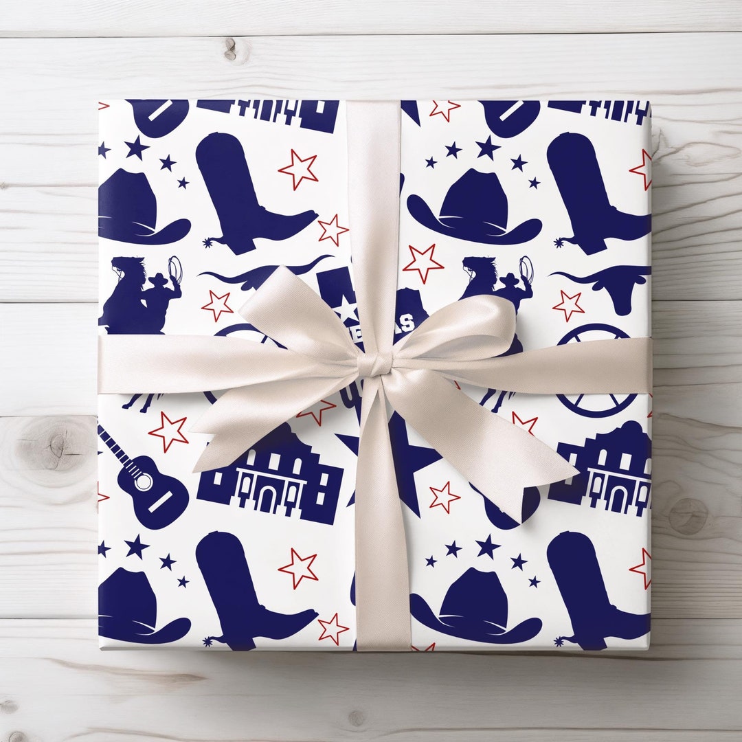 Texas Birthday Wrapping Paper Roll and Sheets, Country Theme Gift Wrap ...