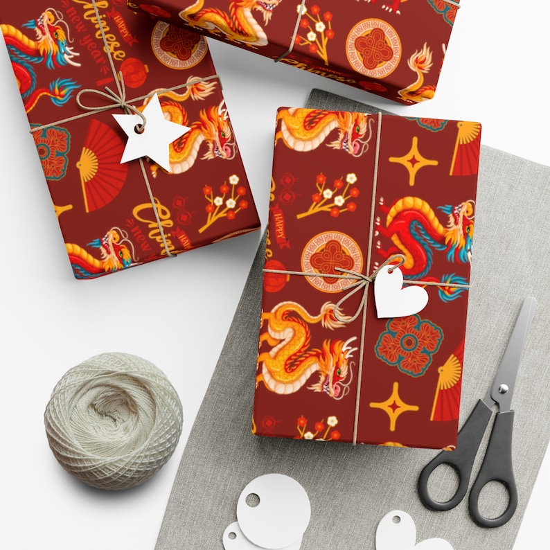 Lunar New Year Wrapping Paper Roll and Sheets, Year of the Dragon ...