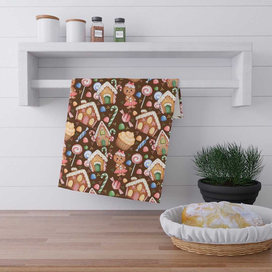 Christmas Gingerbread House Kitchen Towel, Candy Holiday Dish Cloth ...