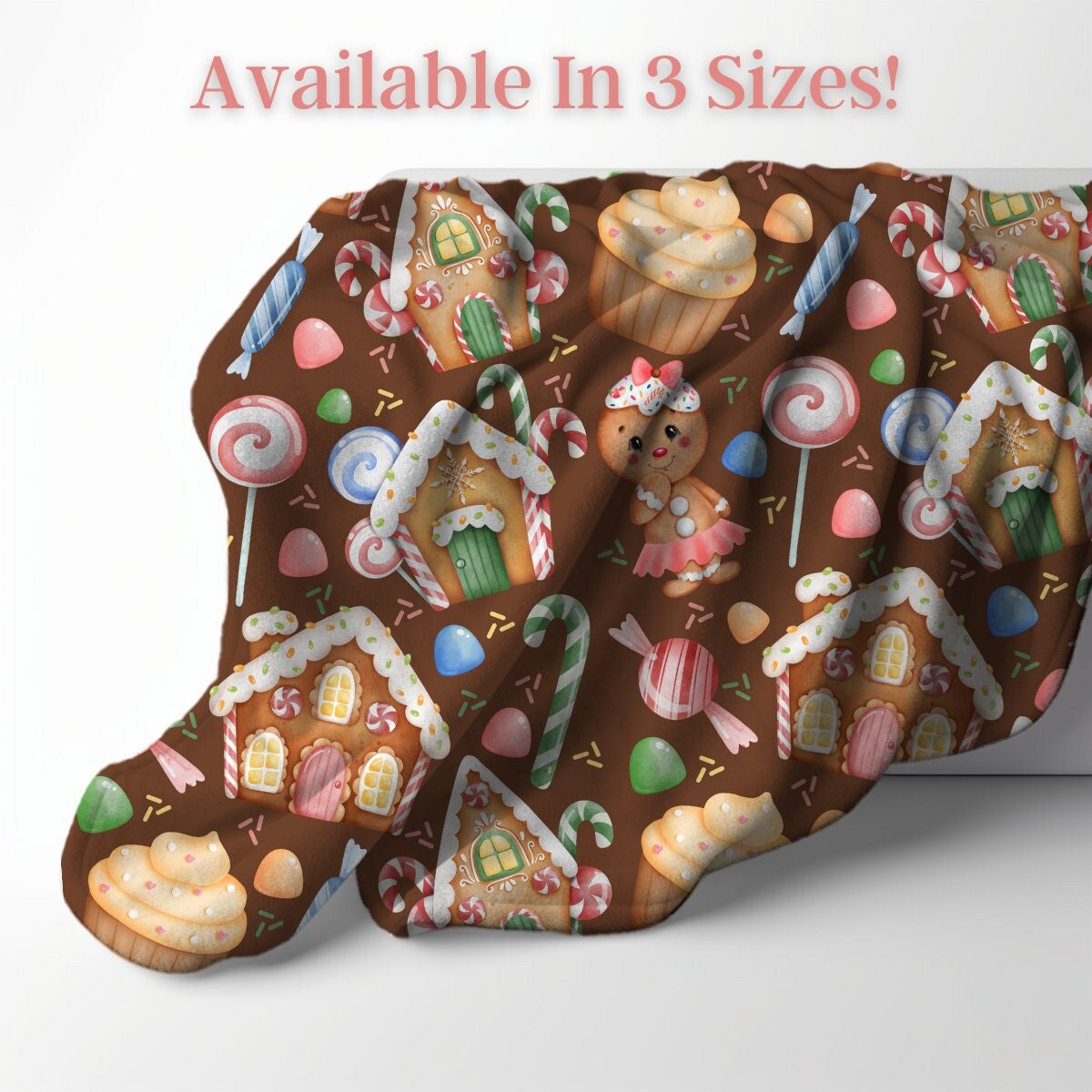 Gingerbread Christmas Velveteen Plush Throw Blanket, Winter Holiday ...