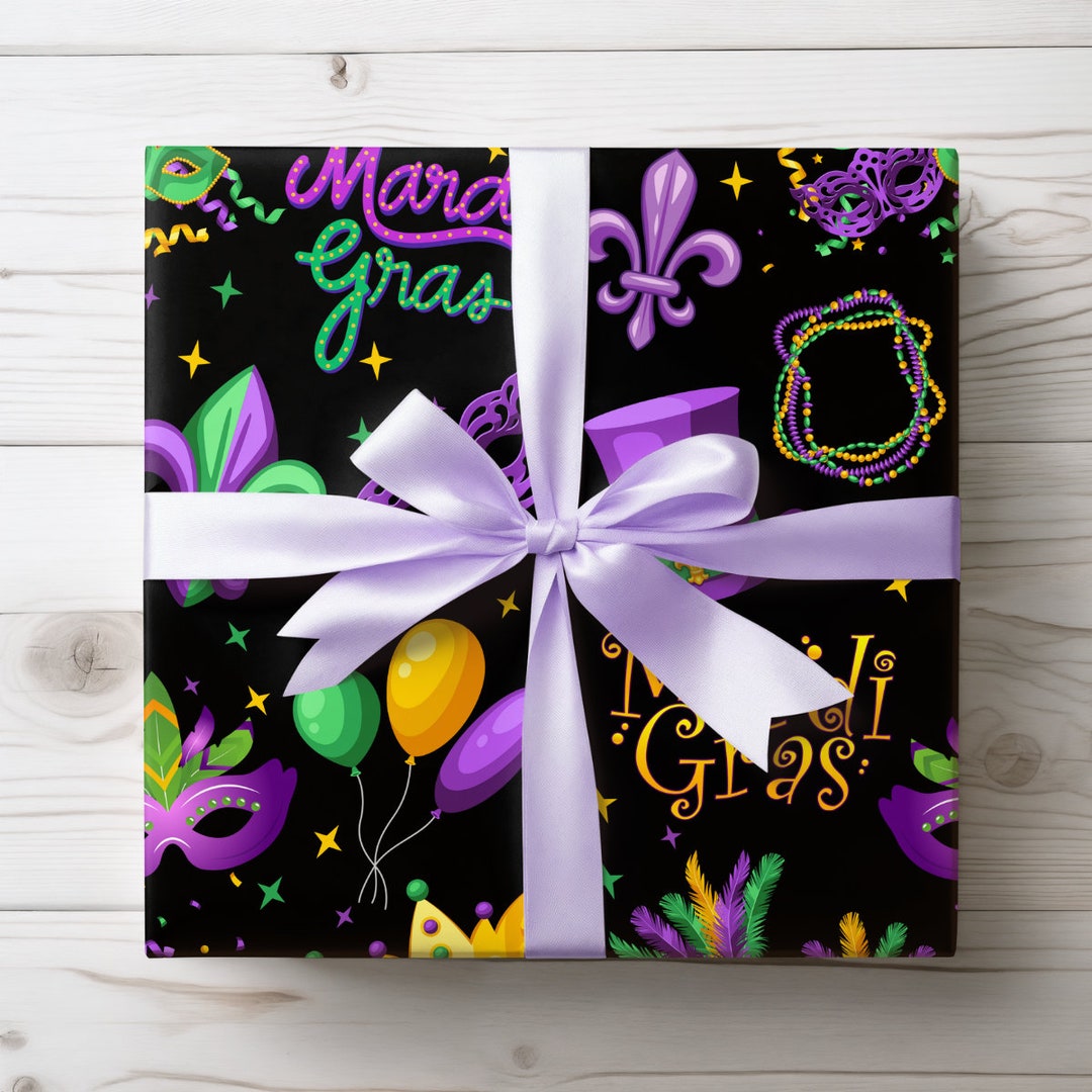 Mardi Gras New Orleans Wrapping Paper Roll and Sheets, NOLA Birthday ...