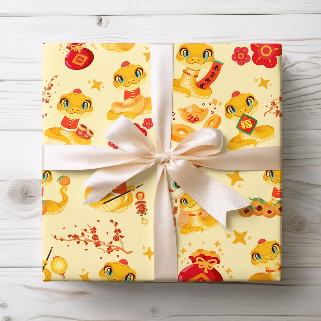 Lunar New Year of the Snake Wrapping Paper Roll and Sheets, Chinese ...