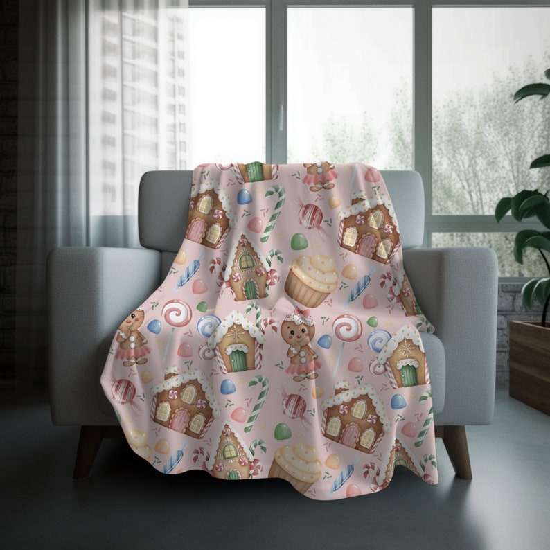 Gingerbread Christmas Pink Velveteen Plush Throw Blanket, Winter ...
