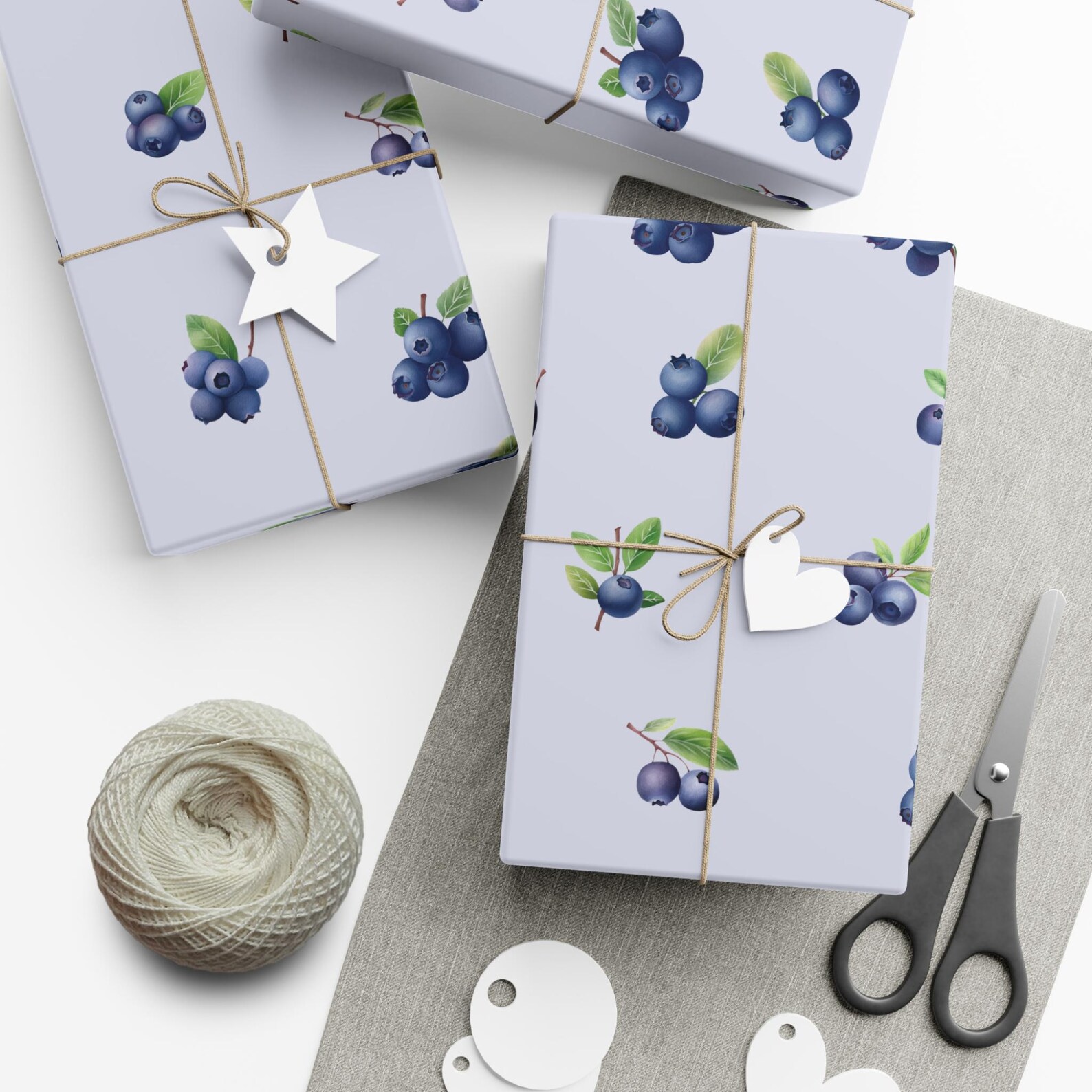 Blueberry Gift Wrap Sheets, Blueberries Paper, Botanical Fruit Design ...