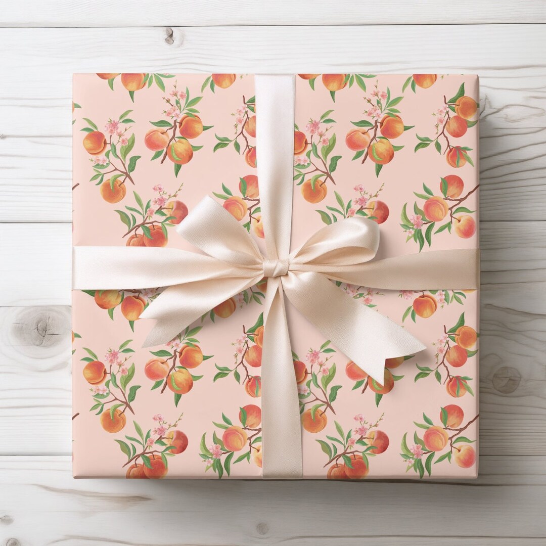 Peach Fruit Watercolor Wrapping Paper Roll and Sheets, Georgia Peach ...