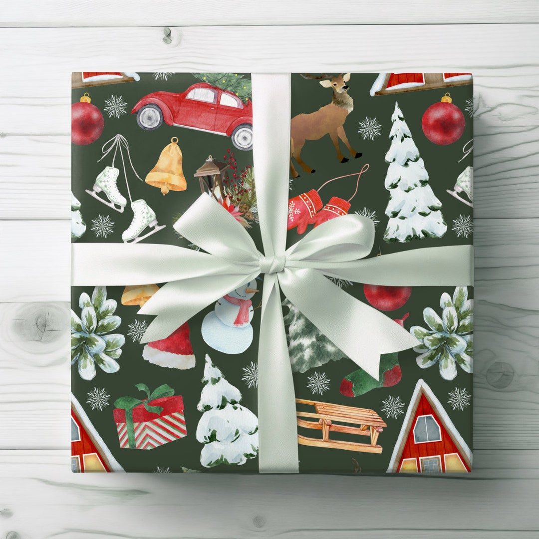 Christmas at the Cabin Winter Holiday Wrapping Paper Roll, Xmas Gift ...