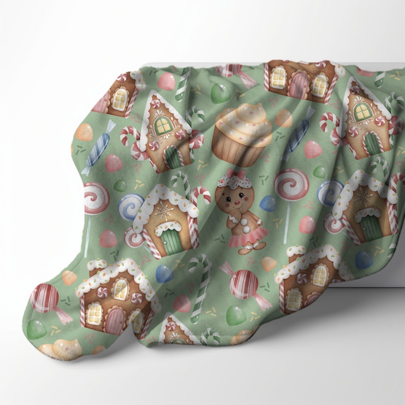 Gingerbread Christmas Pink Velveteen Plush Throw Blanket, Winter ...