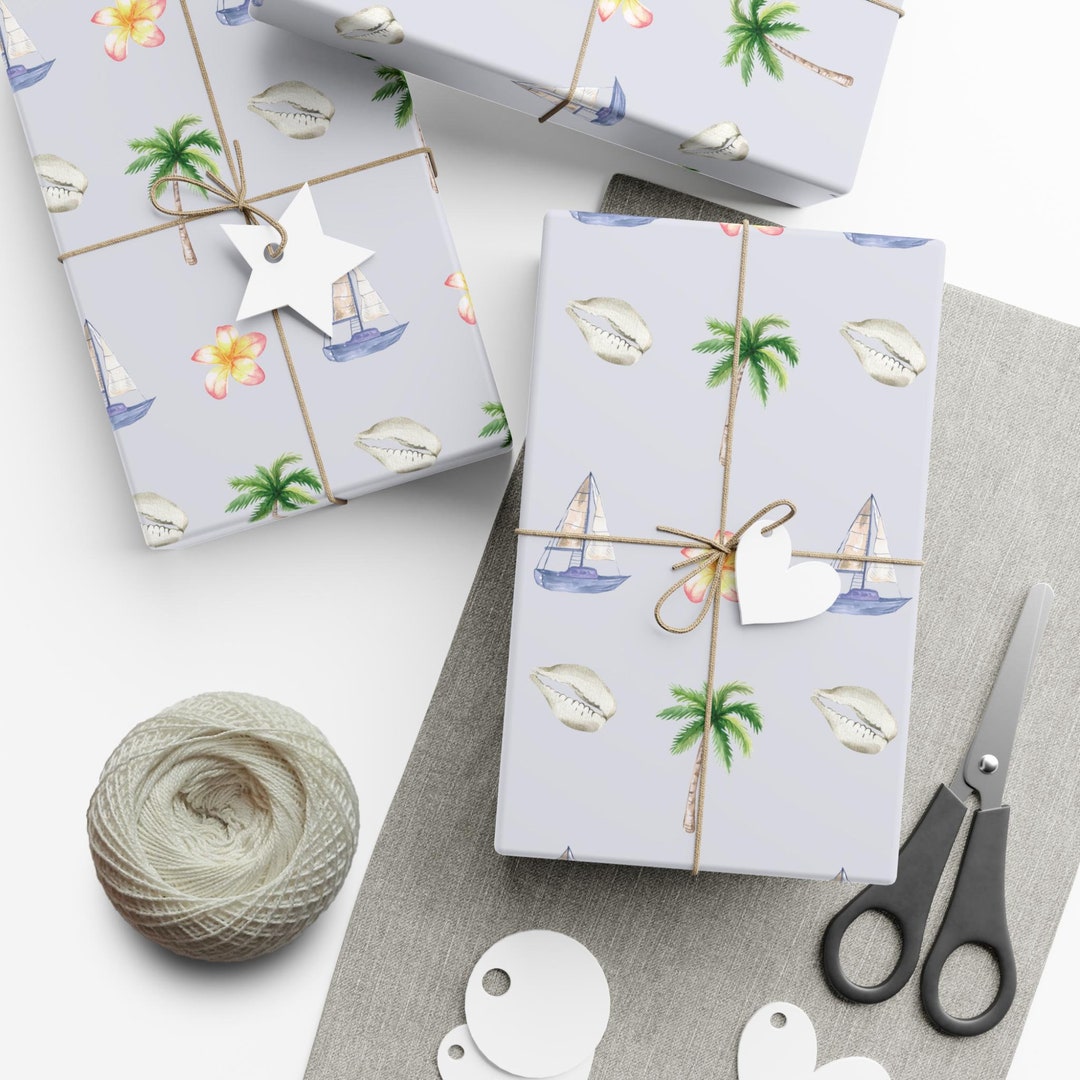 Palm Tree Wrapping Paper: Tropical Coastal Gift Wrap - Etsy