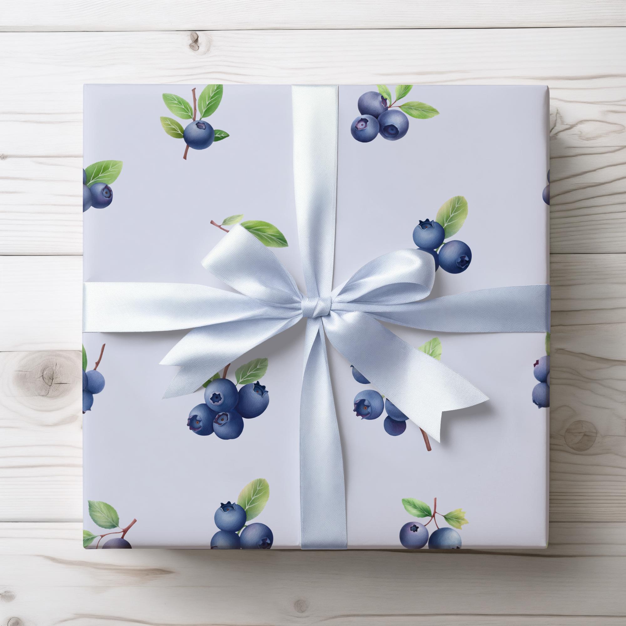 Blueberry Gift Wrap Sheets, Blueberries Paper, Botanical Fruit Design ...