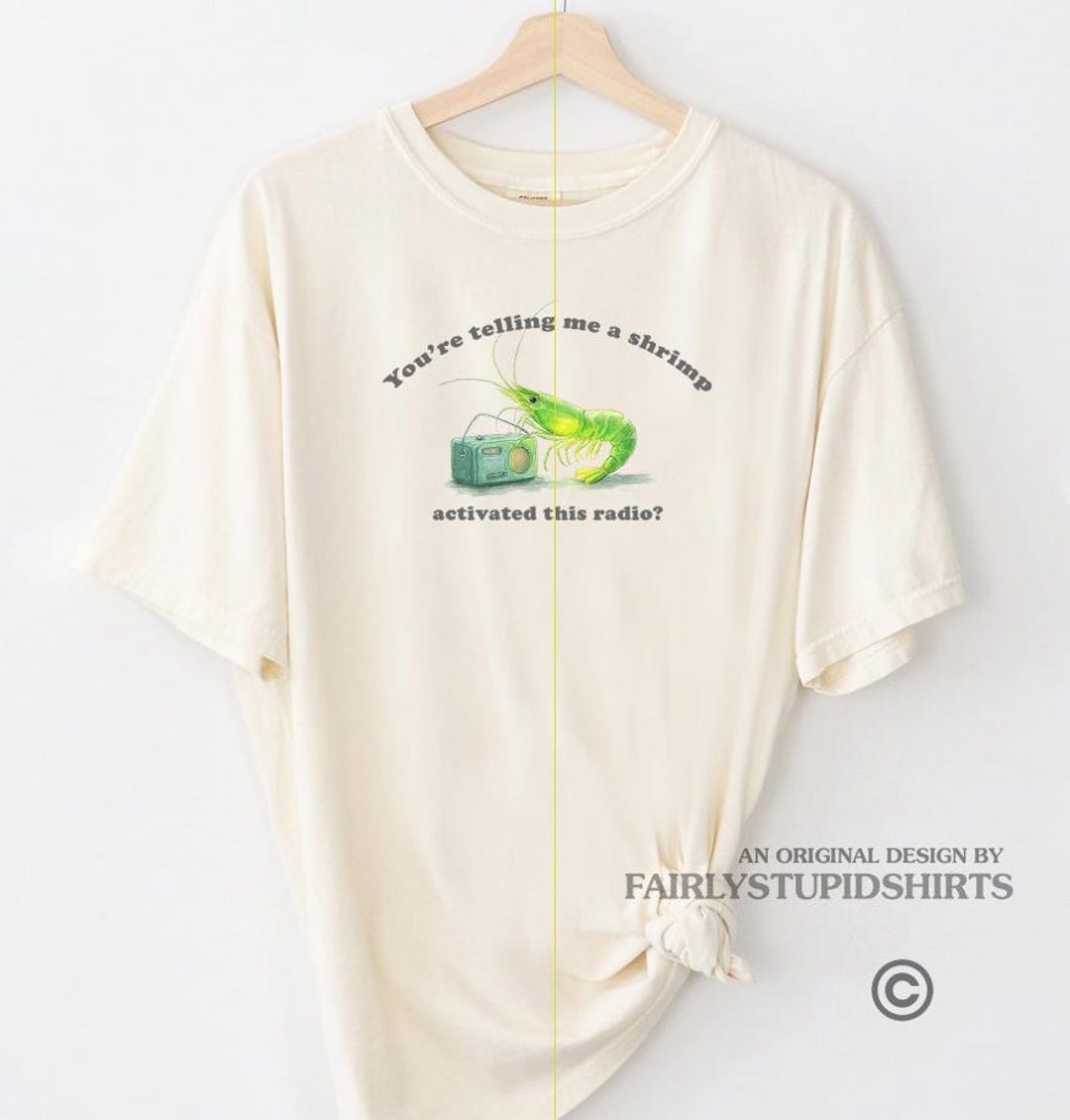 Radioactive Shimp Pun T-shirt. Comfort Colors Funny Weirdcore Sayings ...