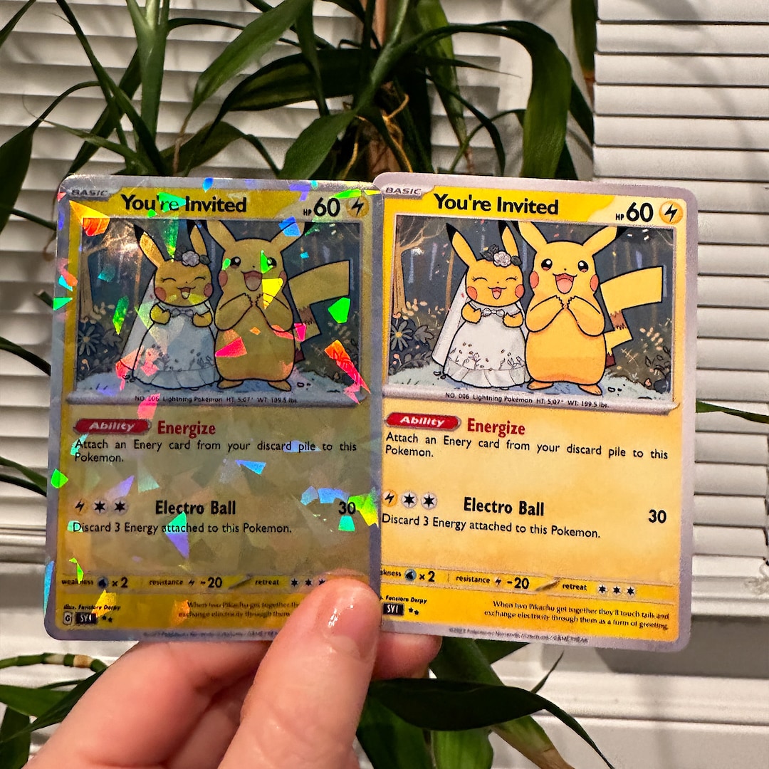 Custom Wedding Pikachu Invitation Card Personalized Pokémon Wedding ...