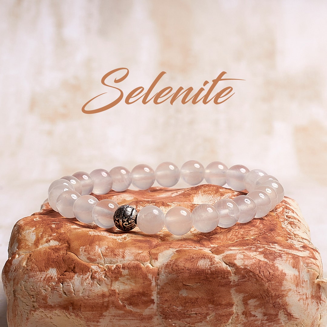 Selenite Crystal Bracelet, Healing Crystal Bracelet, Stretch Bracelet ...