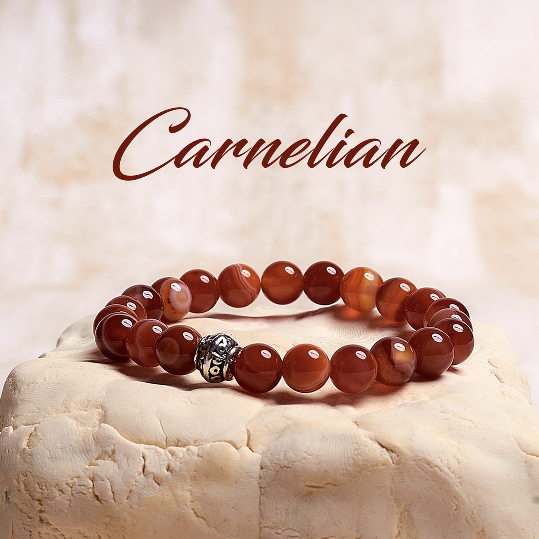 Carnelian Crystal Bracelet, Healing Crystal Bracelet, Carnelian Stretch ...
