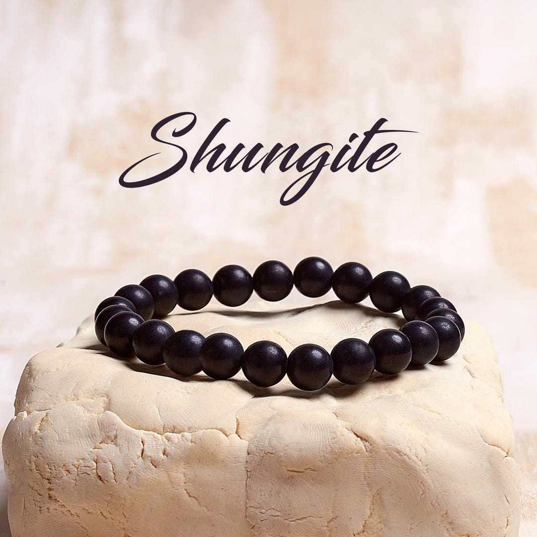 Shungite Crystal Bracelet, Healing Crystal Bracelet, Stretch Bracelet ...