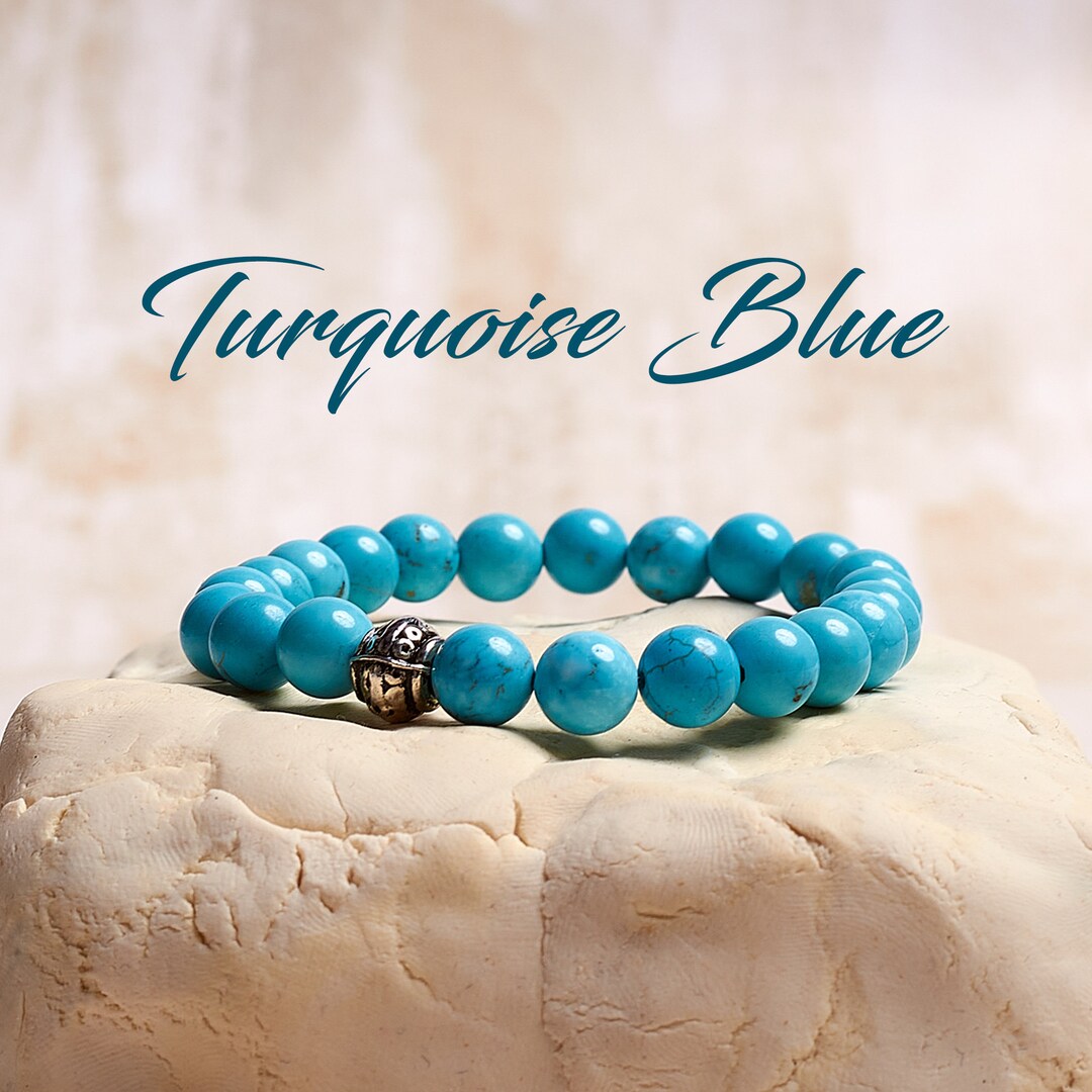 Turquoise Blue Crystal Bracelet, Healing Crystal Bracelet, Turquoise ...