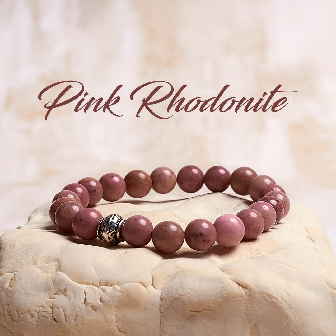 Pink Rhodonite Crystal Bracelet, Handmade Crystal Jewelry ...