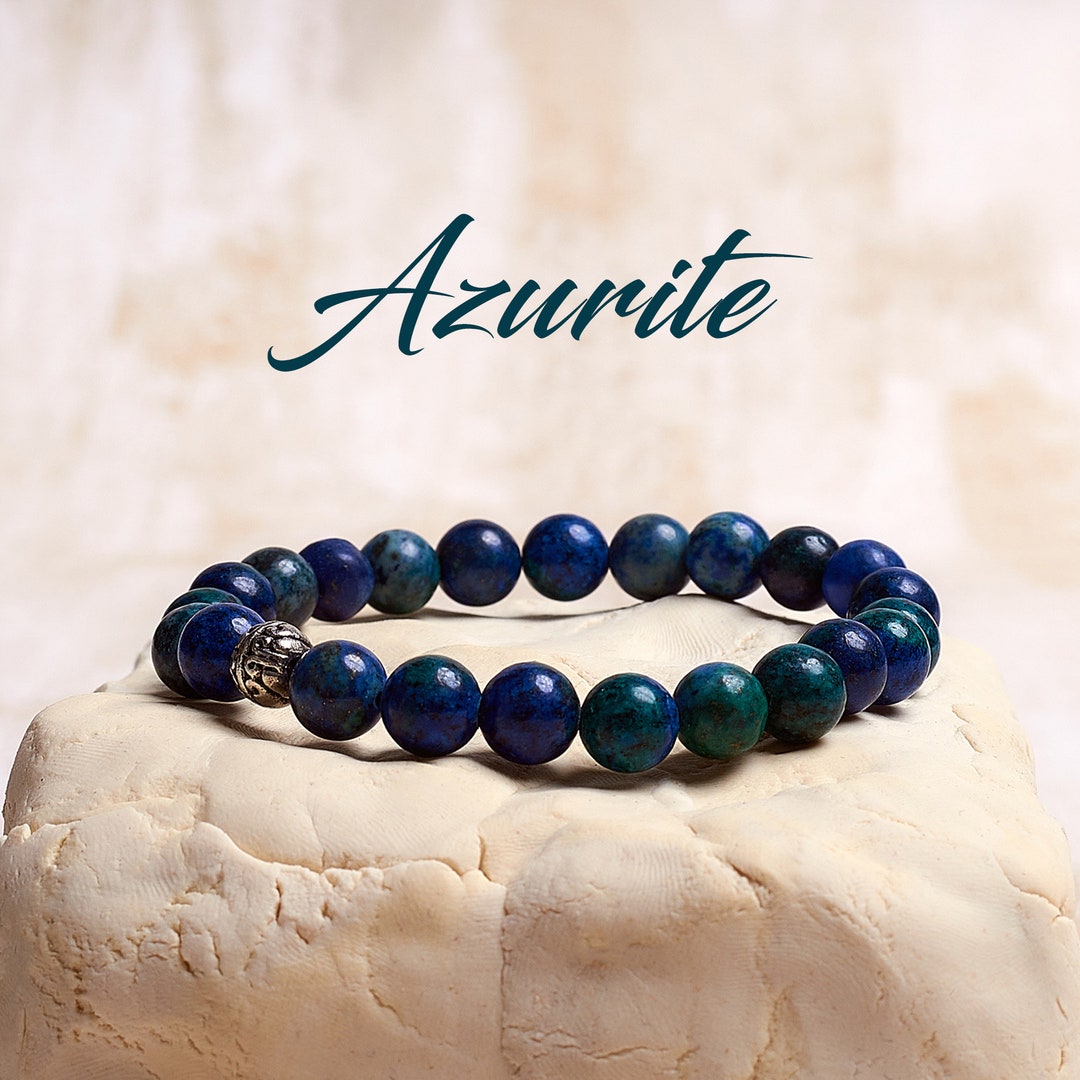 Azurite Bracelet, Crystal Bracelet, Azurite Healing Bracelet, Azurite ...