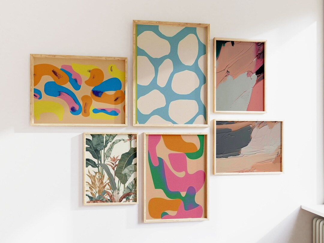 Abstract Gallery Wall Set of 6, Printable Wall Art Set, 6 Piece Wall ...