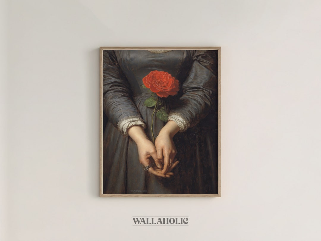 Printable Victorian Pale Hands Painting - White Dress Artwork for Home ...