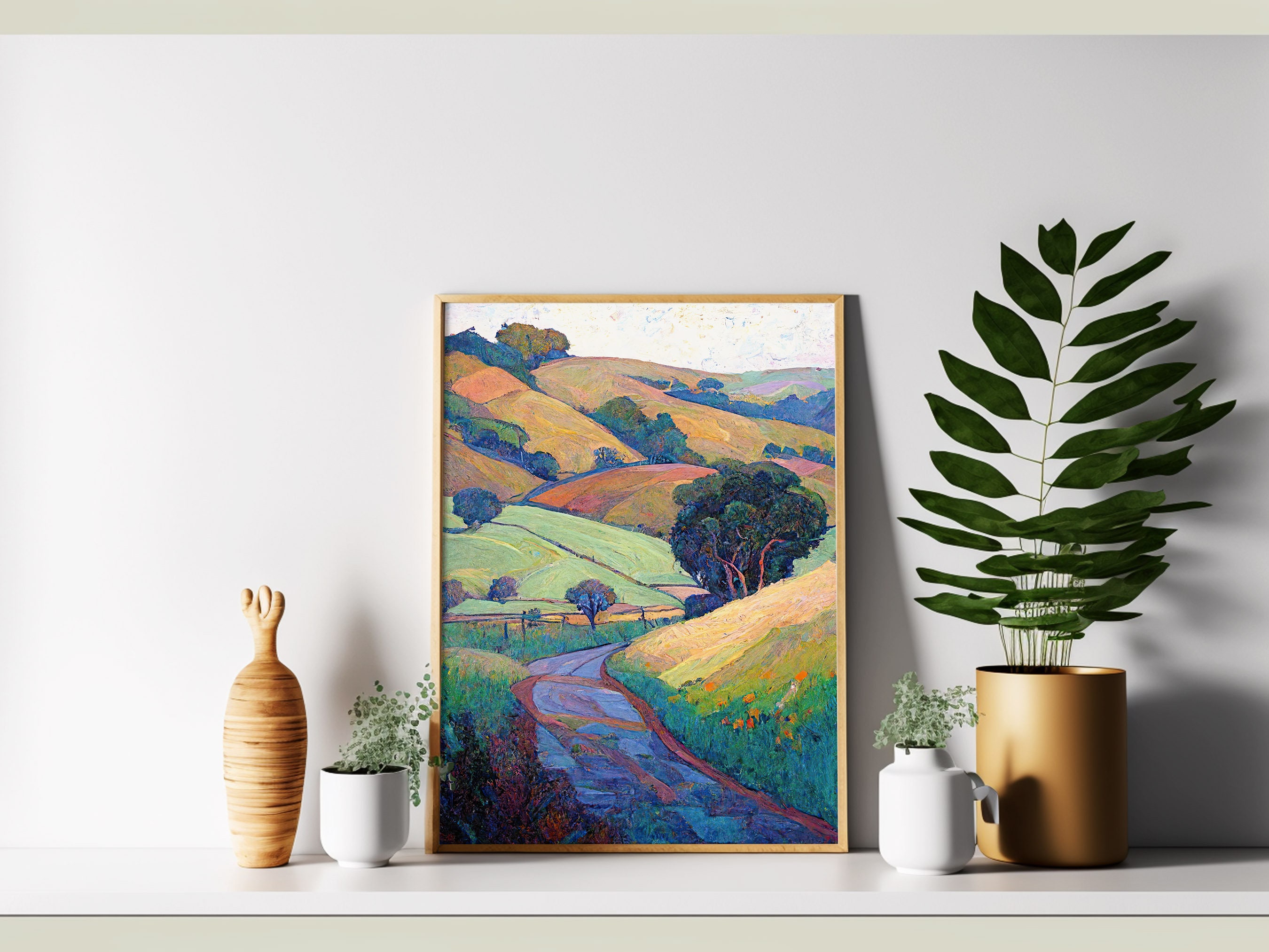 Printable Countryside Abstract Oil Painting Wall Art With Bold Brush ...