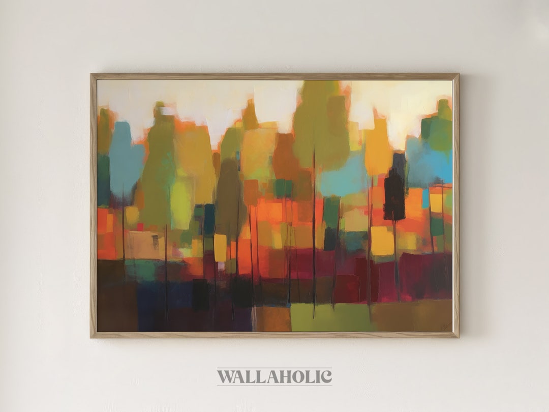 Printable Contemporary Abstract Wall Art - Large Brush Stroke Colorful ...