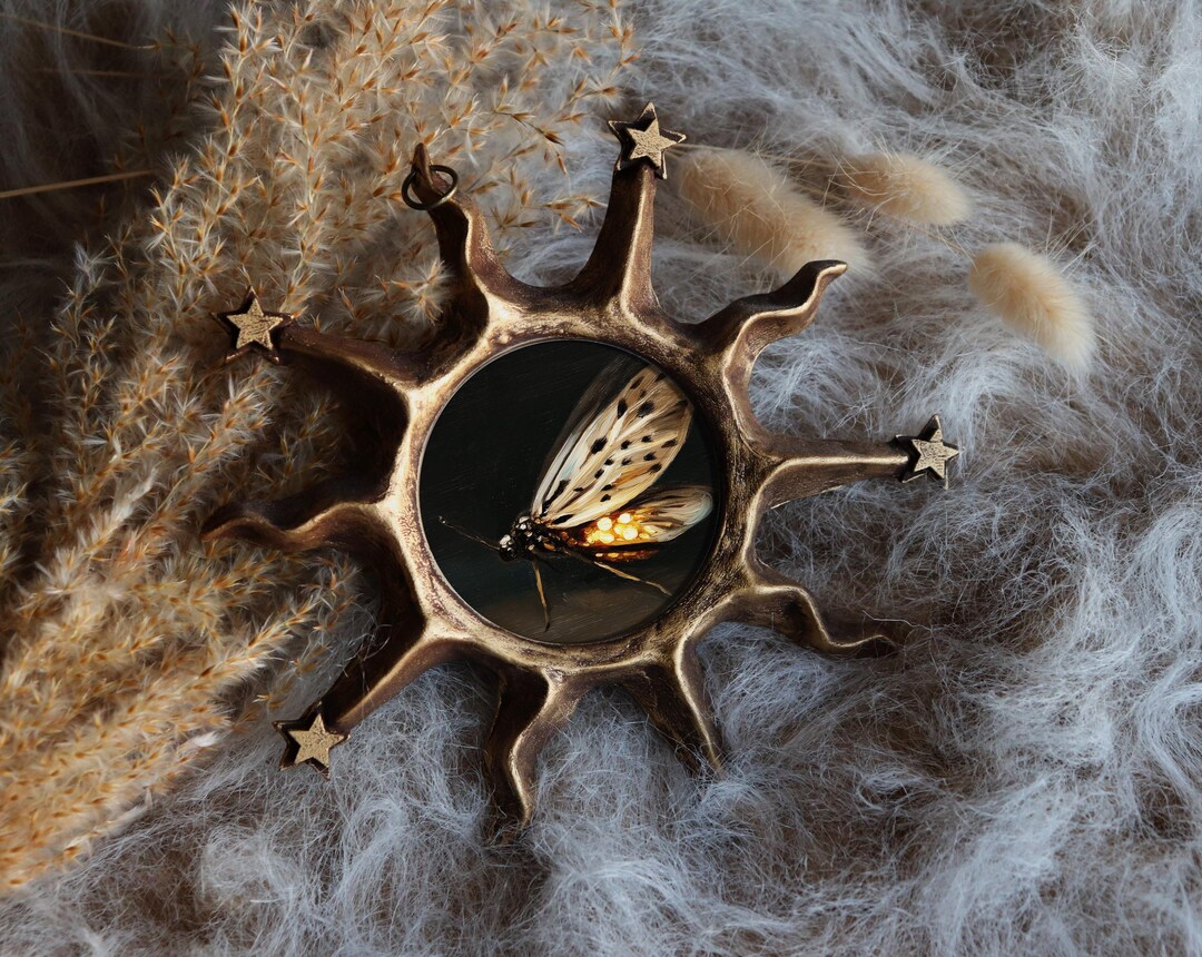 Glowing Firefly Art in Celestial Sun Frame Insect Miniature Painting ...