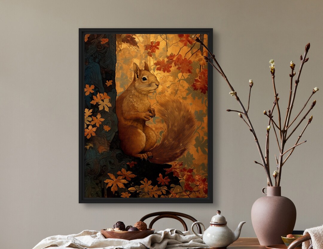 Squirrel Art Print Cottagecore Painting Forestcore Wall Painting Oil ...