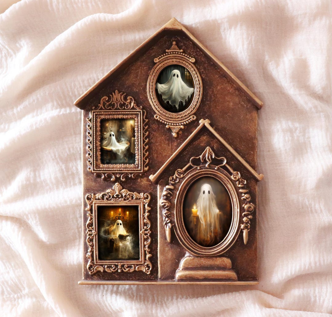 Haunted House Painting Ghost Frame Art Decor Spooky House Halloween ...
