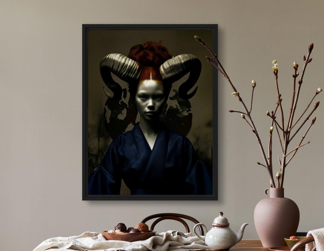 Horned Lady Wall Poster Viking Scottish Mythology Art Celtic Fantasy ...