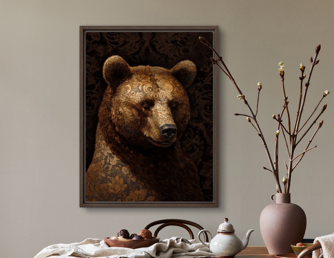 Bear Art Print Cottagecore Painting Fall Wildlife Forestcore Vintage ...