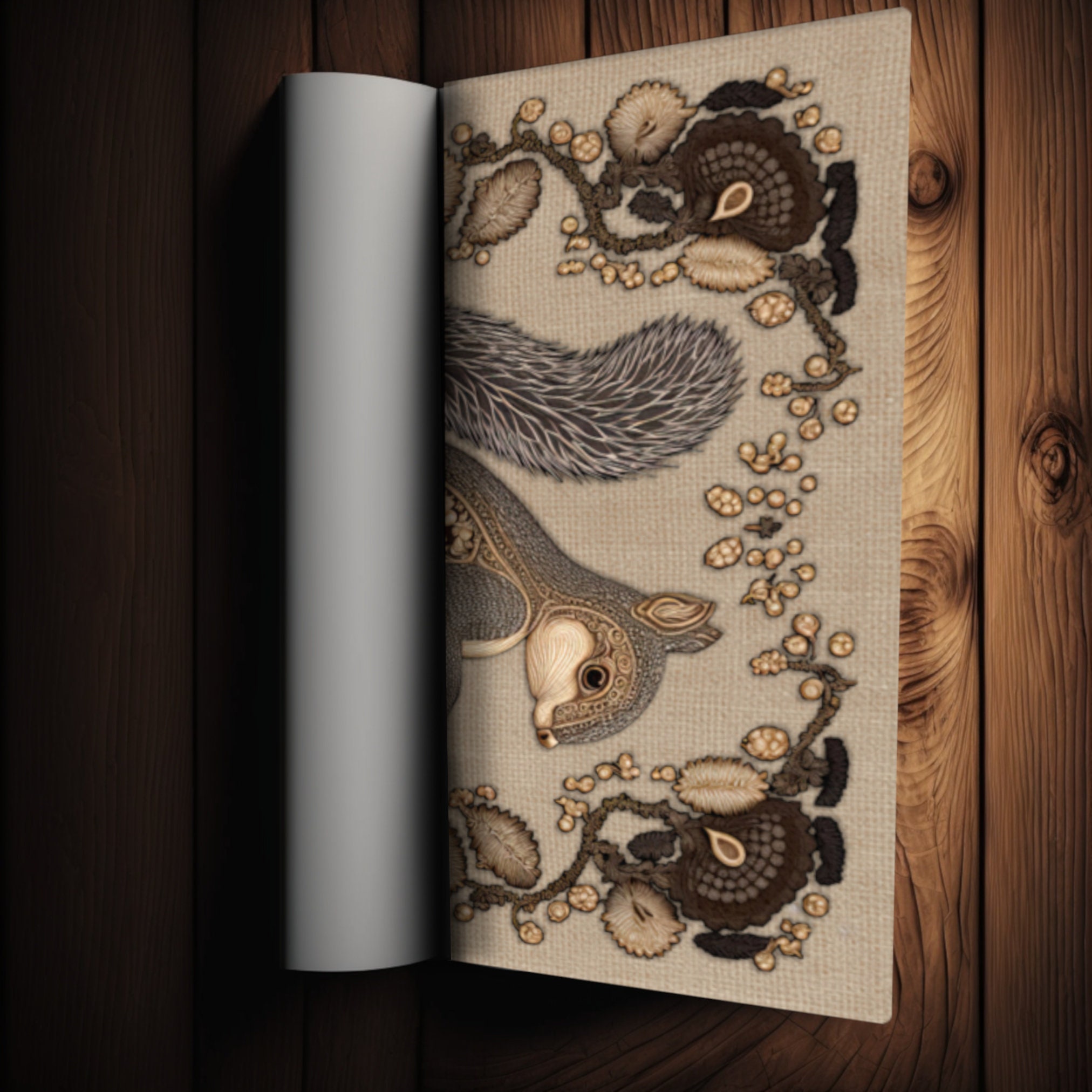 Squirrel With Nuts Folk Art Print Nature Illustration Witchy - Etsy