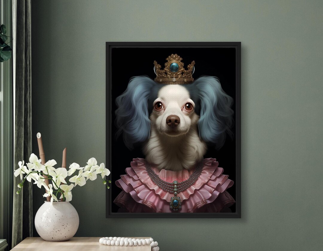 Papillon Dog Portrait Art Royal Papillon Artwork Victorian Style Dog ...