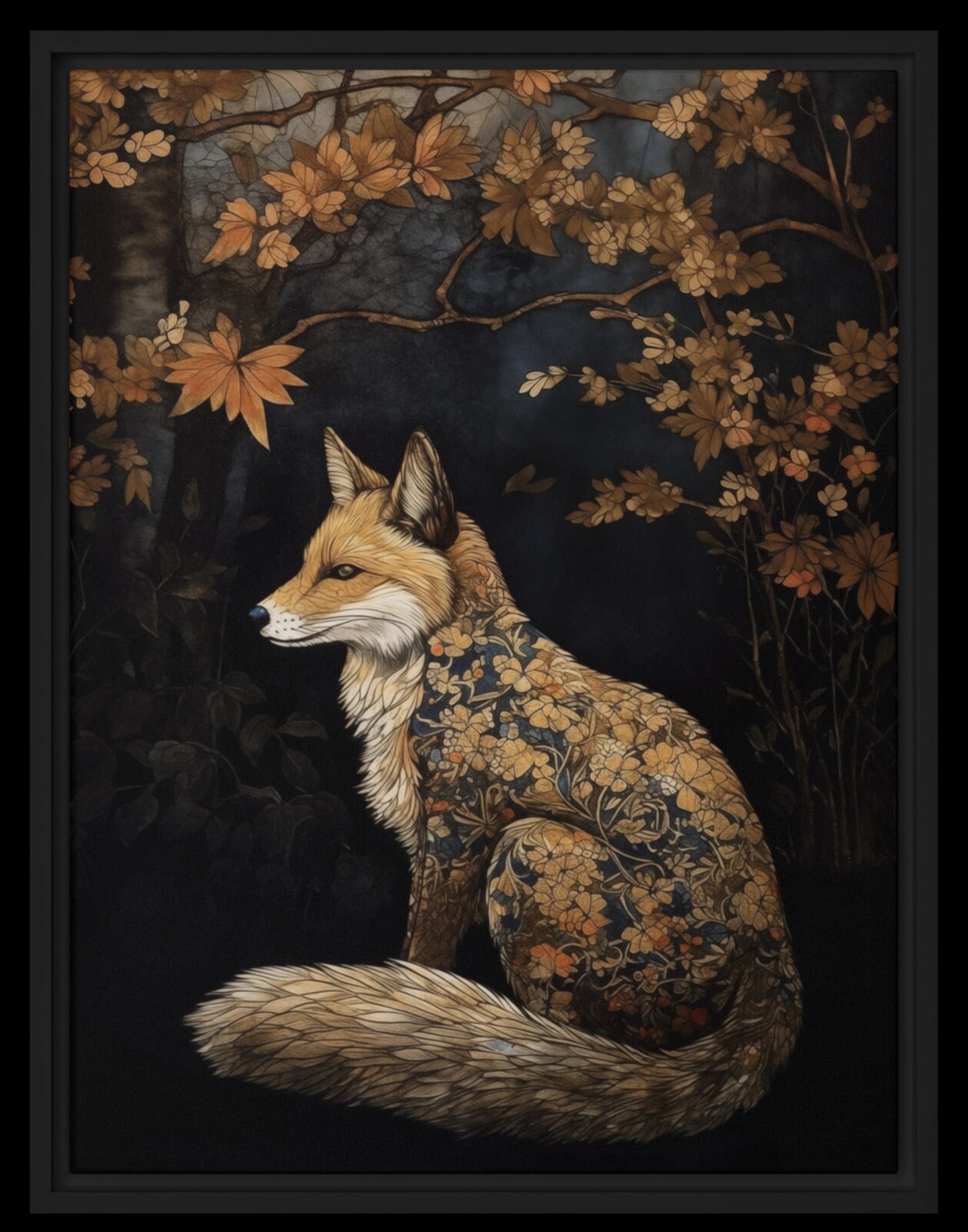 Fox Fall Art Print Maple Forest Trees Wildlife Forestcore Wall Painting ...