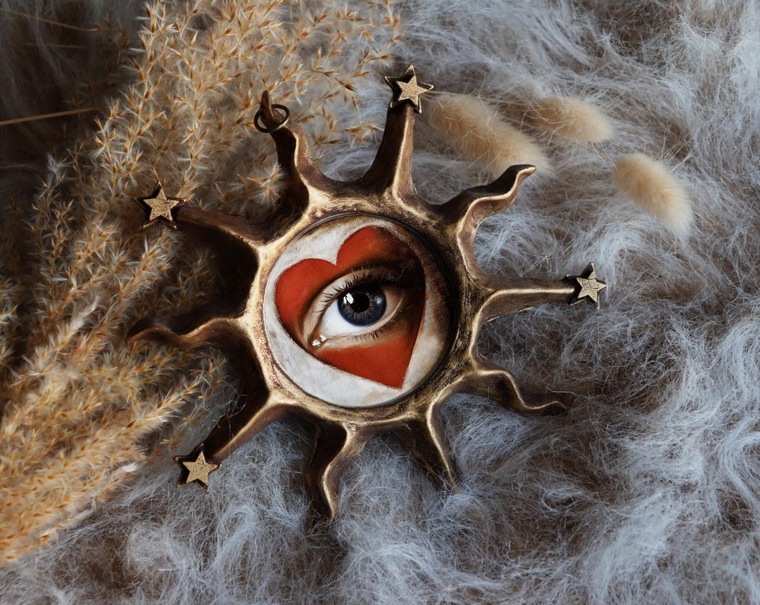 Evil Eye in Celestial Frame Heart Symbol Art Print Mystical Protection ...