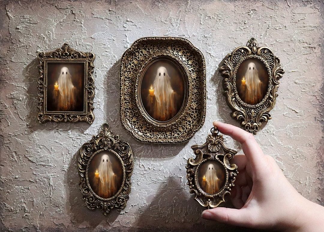 Ghost Holding A Candle Miniature Wall Art Haunting Ghost Small Framed ...