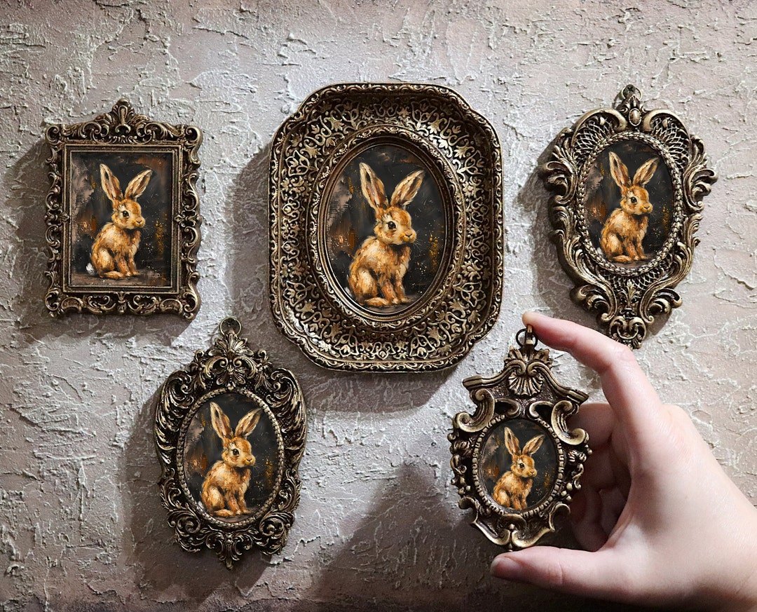 Bunny Framed Portrait Cute Rabbit Wall Art Hare Antique Print Small ...