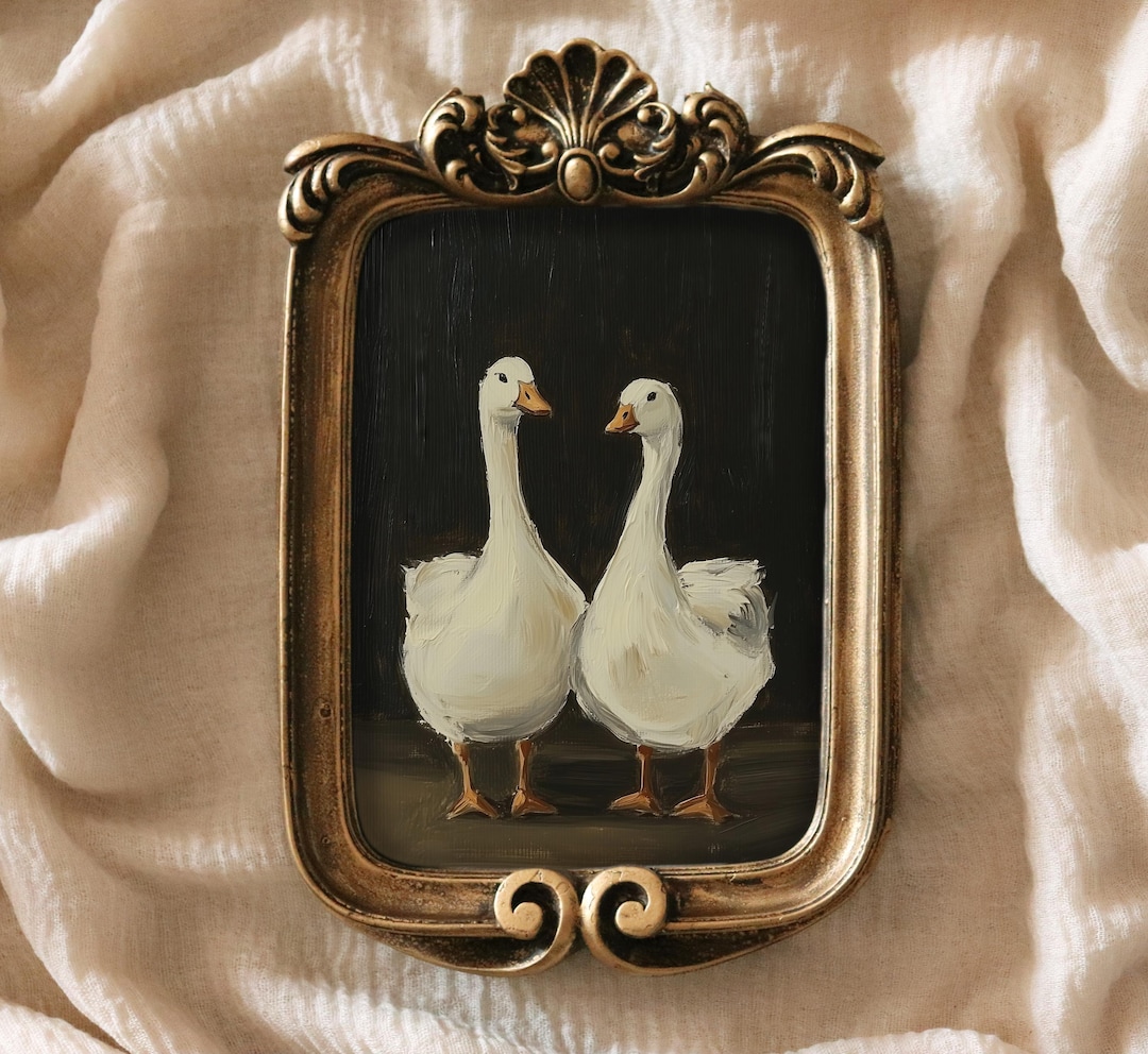 Goose Wall Art Farmhouse Animal Painting Rustic French Artwork Framed ...