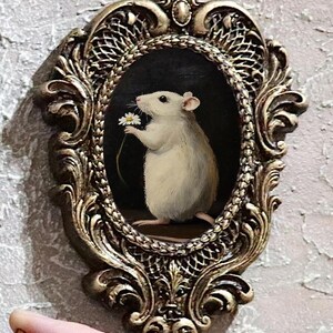 White Rat Painting Mouse With a Daisy Gothic Decor Giclee Print Hand ...