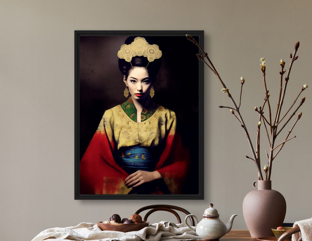 Asian Girl Portrait Traditional Art Elegant Woman Painting Oriental ...