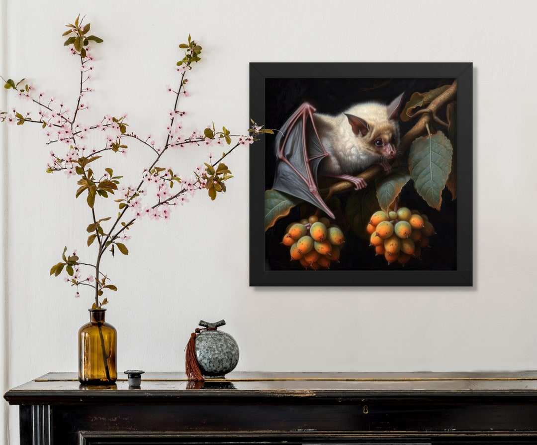 Bat Art Print Albino Fruit Framed Home Creepy Cute Witch Décor Occult ...