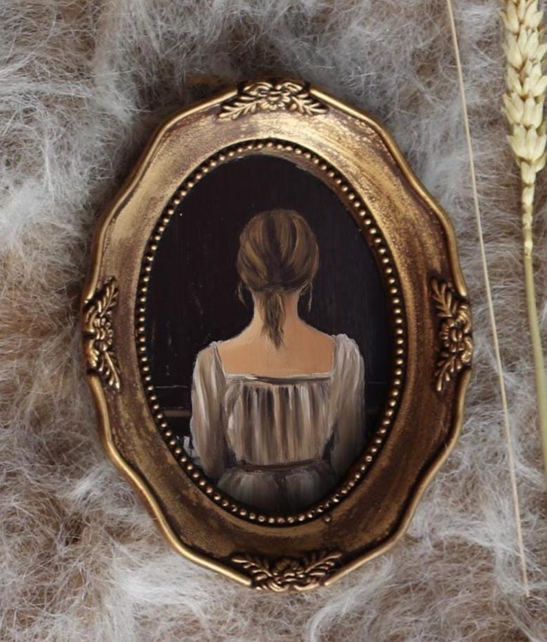 Woman Back Play the Piano Painting Historical Portrait Ornate Vintage ...