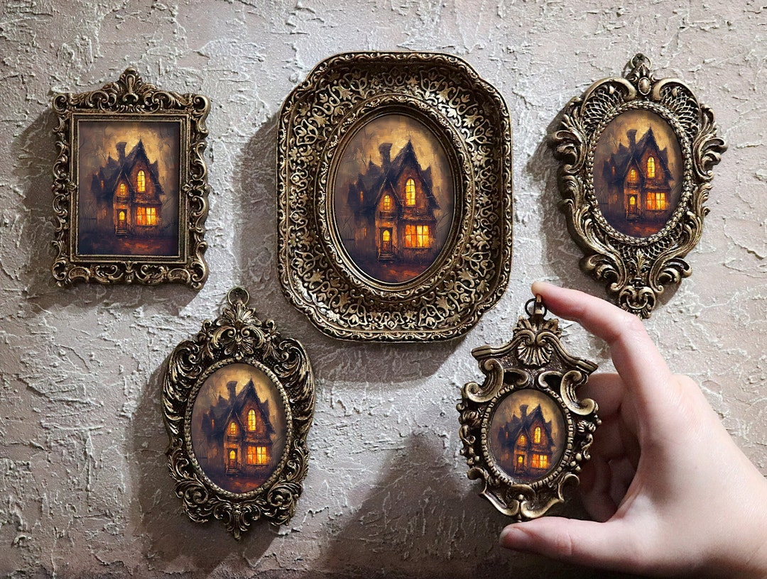 Haunting House Painting Haunted Miniature Wall Art Print Ghost Small ...