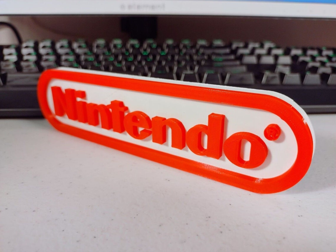 Nintendo Logo Sign - 3D Printed - 3 SIZES - Desk & Shelf Art, Wall ...