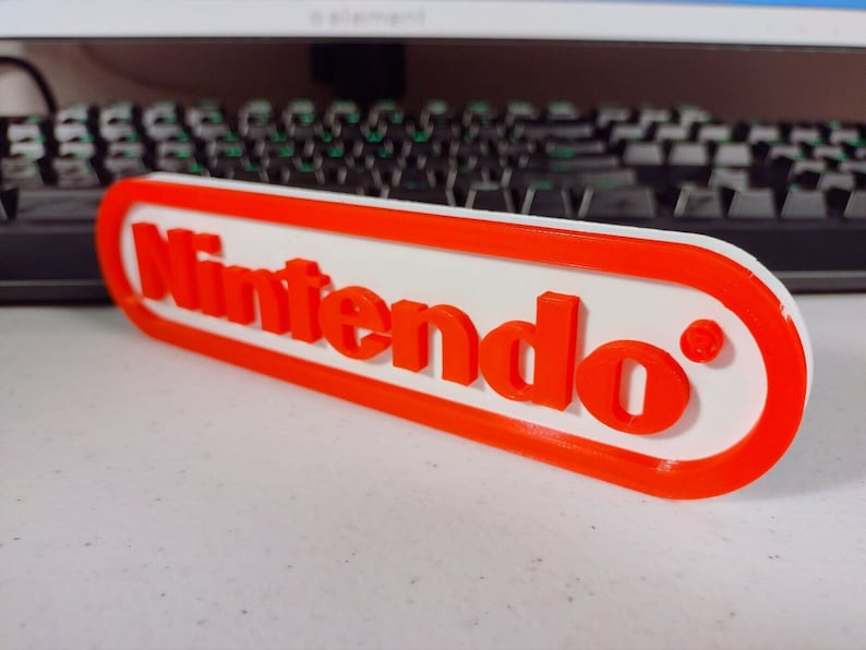Nintendo Logo Sign - 3D Printed - 3 SIZES - Desk & Shelf Art, Wall ...